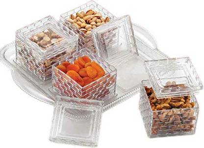 RAJ 4 Pcs Dry Fruit Box, 4 Air-Tight Containers with Serving Tray ...