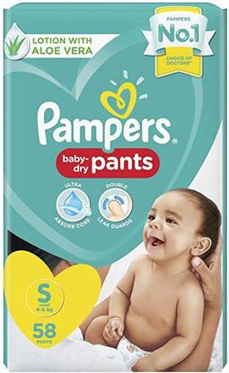 Pampers All round Protection Pants, Small size baby diapers (S), 58 ...