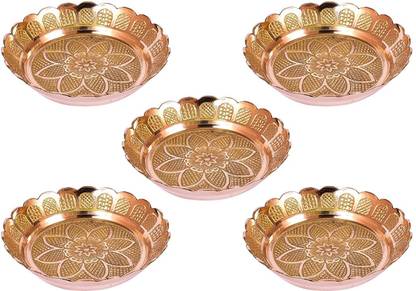 eCraftOdisha brass floral design plates for puja/ pooja bhog prasadam ...