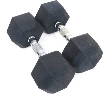 Satya Rubber Coated Professional Hexa Dumbbells Pack of 2 Fixed Weight ...