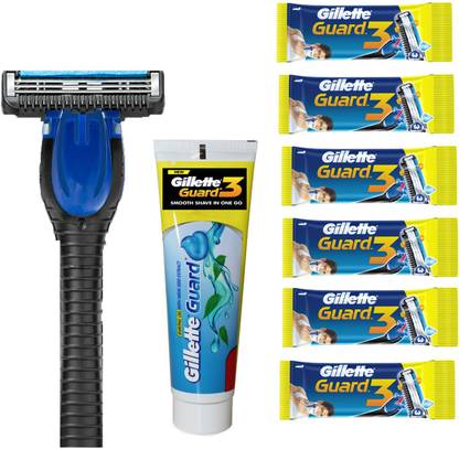 Gillette Guard 3 Blade shaving razor+8 Cartridge+Gel Price in India ...