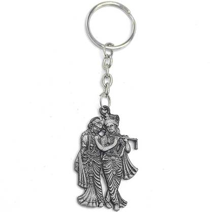 jdp Radha Krishna Double Side Metal Keychain Grey Color. Key Chain ...