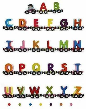 ShopiMoz 26 Alphabets Wooden Magnetic Train Set Includes A to Z (ABCD ...