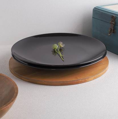 Ariane Fine Porcelain Glossy Black Urmi Full Plate Dinner Plate Price ...