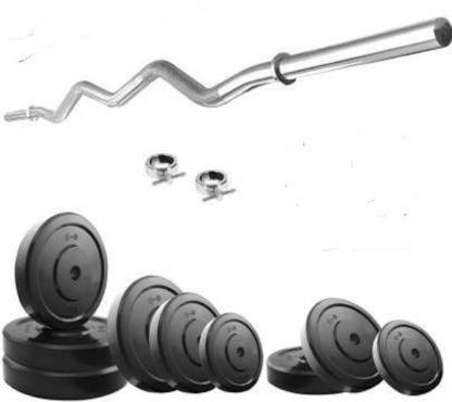 srishti enterprises 8 KG PVC Plates With 4ft Weight Lifting Curl Bar ...