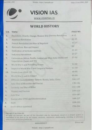 Vision IAS World History English Notes 2021: Buy Vision IAS World ...