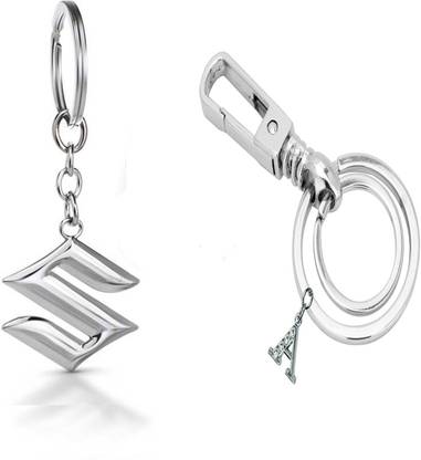 Rashi Trades 2 Maruti Suzuki & Locking With Alphabet A Silver Key Chain ...