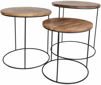 PRITI 3 Coffee Tables Engineering Wood and Metal Metal Nesting Table ...