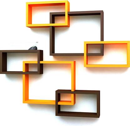 nature trust Wooden Wall Decoration Shelf Rack Set of 6 Intersecting ...