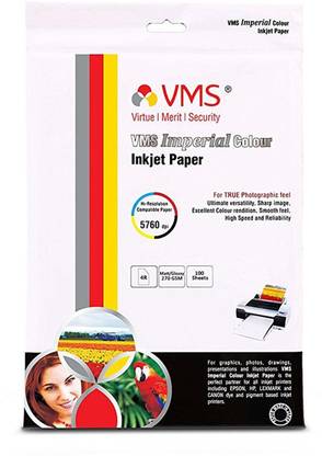 Flipkart.com | VMS Imperial Photo Paper 100 Sheets Matte 4x6 4R 270 gsm ...