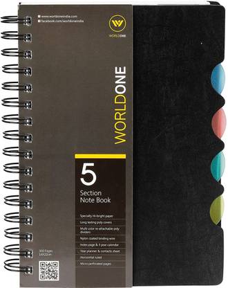 World One PP Cover 5 Subject Wiro Notebook, 251mm*205mm*25mm A5 ...