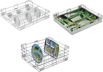 SMART SLIDE Utensil Kitchen Rack Steel 15 x 16 Pack of 3 Stainless ...