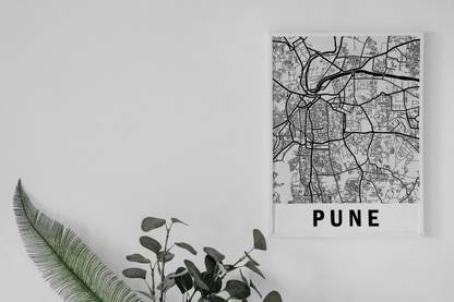 Pune Map Poster | Wall Hangings | A2 Map Poster | White Framed Paper ...