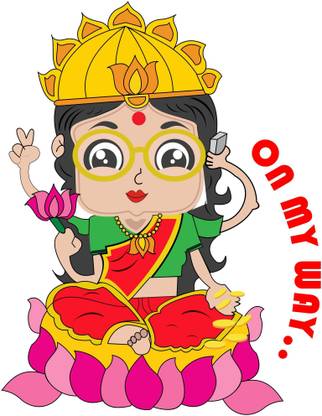 creatick Studio 91 cm Animated Goddess Maa Laxmi Self Adhesive Sticker ...