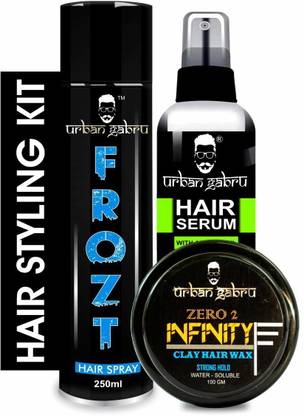 urbangabru Combo Hair Styling Kit - Clay Hair Wax (100 Gm) + Hair Serum ...