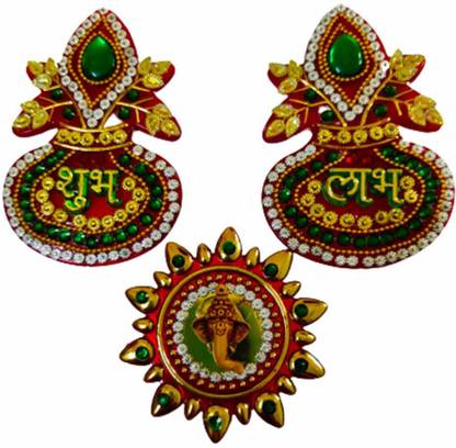 Avanti Creation Acrylic Handcrafted Stone Studded Shubh Labh Ganesh in ...