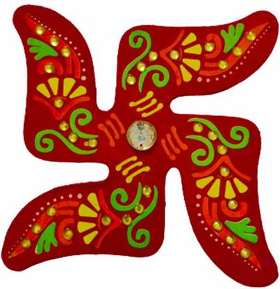 Avanti Creation 10 cm Wooden Bandhni Printed Swastik Sticker for Home ...