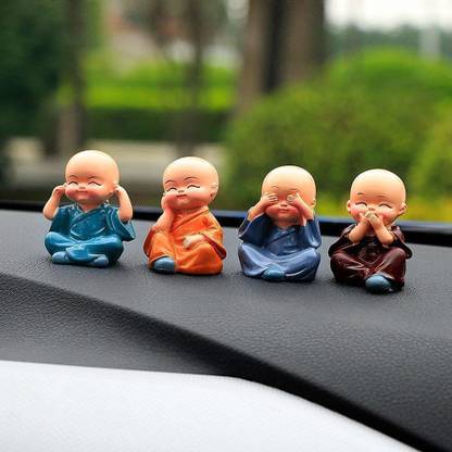 Hoyaquality 4 Pcs Cute Mini Monk Set for Car Dashboard Interior ...
