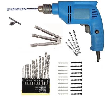 Qualigen 10mm Electric Drill Machine 450W With 13pc HSS 10+10 Screw 5pc ...