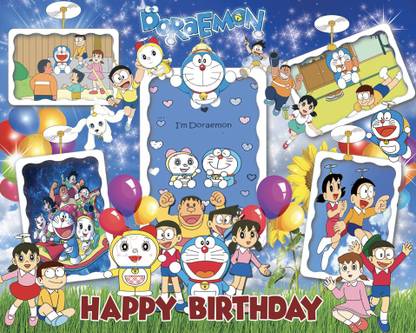 Simply Good Doraemon Theme Birthday Party Background Banner (4ft Height ...