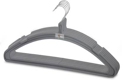 KUBER INDUSTRIES 6 Piece Plastic Hanger Set for Wardrobe (Grey) Plastic ...