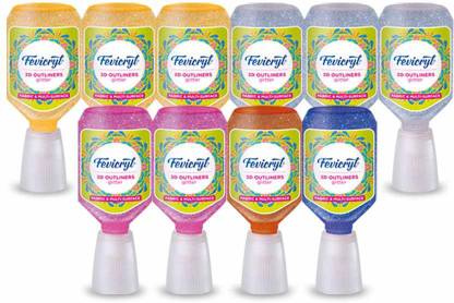 Flipkart.com | Fevicryl Fabric & Multi-Surface 3D Outliners Glitter ...
