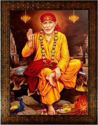 Priyanshi Craft SAI BABA IN YELLOW COLOUR Digital Reprint 10 inch x 8 ...