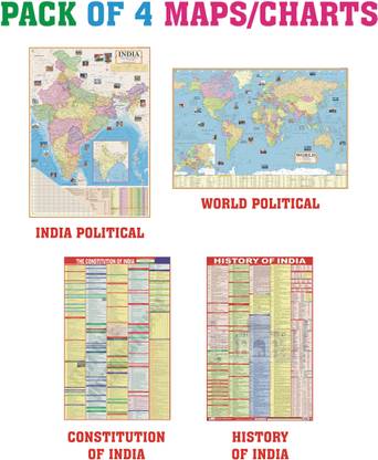 INDIA & WORLD POLITICAL MAP ENGLISH , CONSTITUTION OF INDIA CHART & HISTORY OF INDIA CHART Paper ...