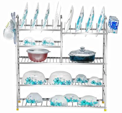 PEACHBERRY Dish Drainer Kitchen Rack Steel Stainless Steel 5 Shelf Wall ...