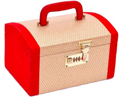 Singaardani Wodden Vanity Box Diamond With Red Velvet Travel Vanity Box ...