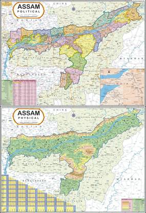 Assam Map : Political & Physical Paper Print - Maps, Educational ...