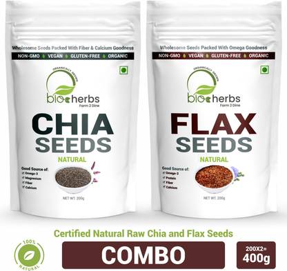 Bioherbs Certified Raw Chai & Flax Seeds Combo Pack For Fiber & Weight ...