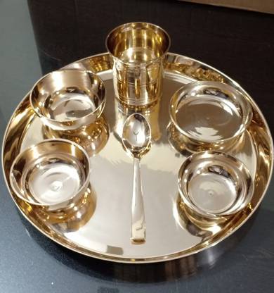 HUDA MFG. CO. Pack of 7 Bronze Thali for kitchen Dinner Set Price in ...