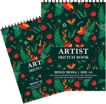 Paper Parwana Leaf & Flower Pattern Artist Sketch Drawing Book A4 Size ...
