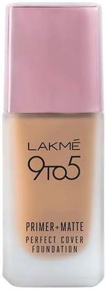 Lakmé 9To5 Primer + Matte Perfect Cover Foundation - N220, Neutral ...