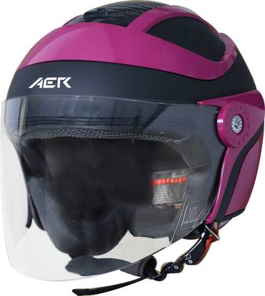 Steelbird AER Open Face Helmet, ISI Certified Helmet in Glossy Black ...