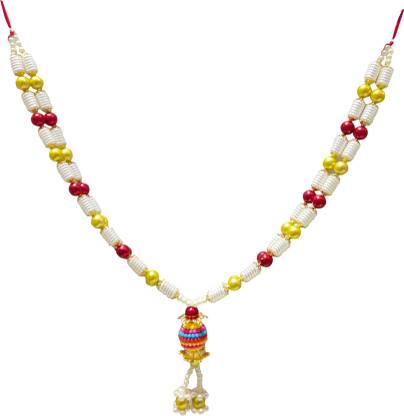 Ayodhya Bhakti Red and Yellow Moti Haar Necklace for MURTI !! Mala ...
