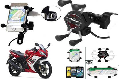 SMARTER RIDE X-Grip Bike Mobile Holder with USB Charger for Yamaha YZF ...