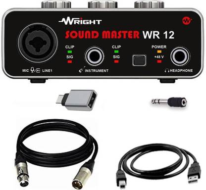 wright WR12 USB AUDIO INTERFACE INBUILT PHANTOM POWER PREAMP SOUND CARD ...