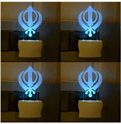 1st Time 3D Illusion Effect Sikhism Khanda Multi Colour LED Night Lamp ...