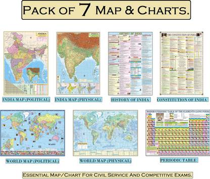 Pack of 7 Essential Map & Chart For Civil Service And Competitive Exams ...