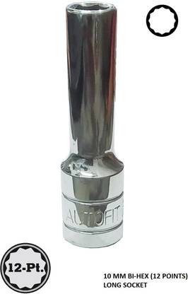 AUTOFIT 10 MM 1/2" Drive Bi-Hex (12 Points) Long Socket Socket Set ...