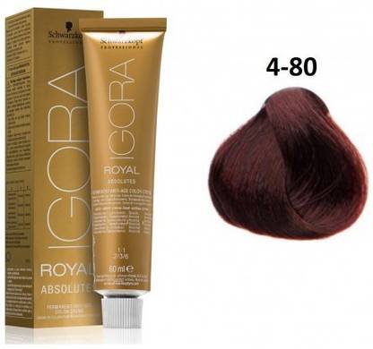 Schwarzkopf IGORA ROYAL ABSOLUTES , 4-80, MEDIUM BROWN RED NATURAL ...