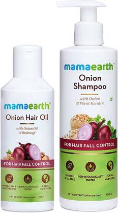 MAMA earth Anti Hair Fall Express Spa Range with Onion Hair Oil 150ml+ Onion Shampoo for Hair ...