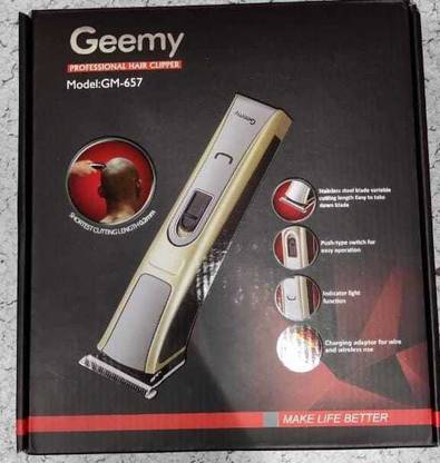 Geemy GM-657 PROPESONAL HAIR TRIMMER Trimmer 120 min Runtime 3 Length Settings Price in India ...