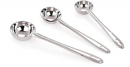 Strobine 3 Steel Kadchi, Spoons, Steel Chamcha, Ladles, Serving Kadchi ...