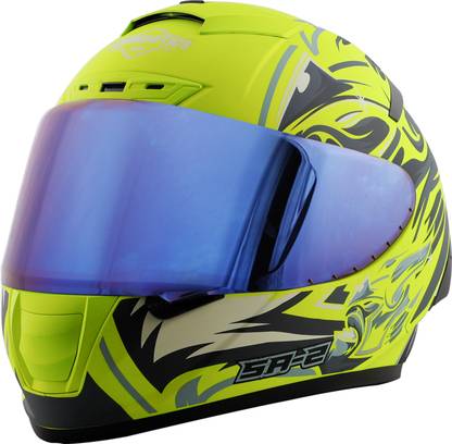Steelbird SA-2 Villain ISI Certified Full Face Graphic Helmet Motorbike ...