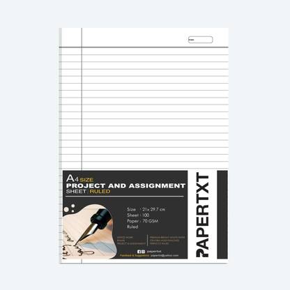 Flipkart.com | PAPERTXT pack of 1 ( 100 Sheets ) Both Side Ruled A4 80 ...
