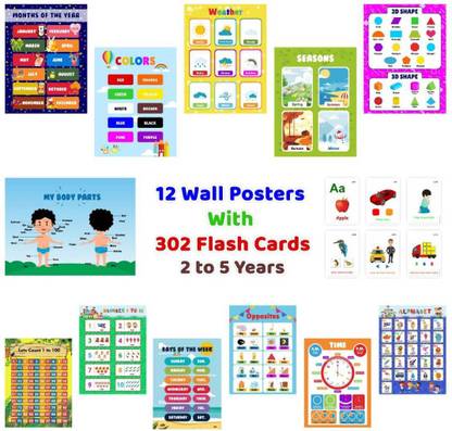 Early Learning Kids Educational Poster for Kids preschool wall Poster ...