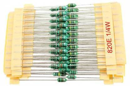 Impression 820 Ohm 5% 1/4W CFR Through Hole Resistor - 50 No's Fixed ...
